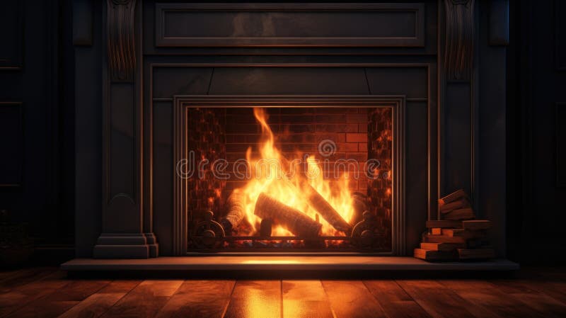 A Cozy Fireplace with a Warm Fire Burning Inside. Perfect for Creating ...