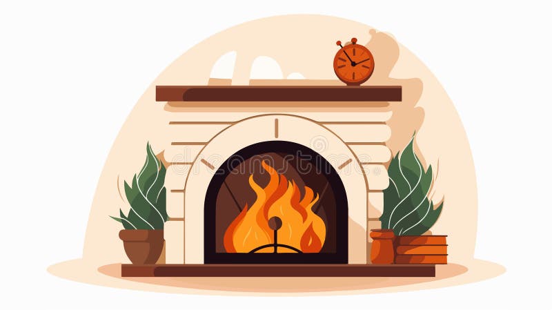 Cozy Fireplace Warm Light Flat Design Vector Illustration Stock Vector ...