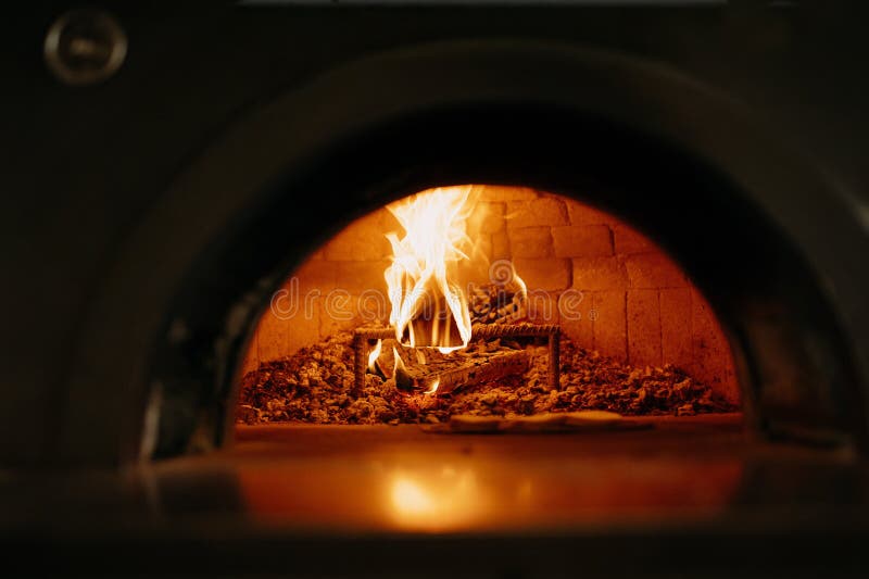 Cozy Flame Dance in a Rustic Oven Stock Photo - Image of heat ...