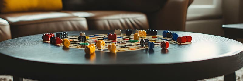 Cozy Game Night Setup with Colorful Board Game Stock Illustration ...