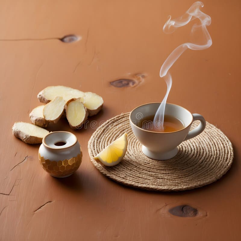 Cozy Ginger Elixir: Steaming Tea with Honey, Lemon, and Fresh Ginger ...