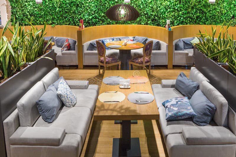 Cozy Green Beautiful Restaurant Stock Image - Image of company ...