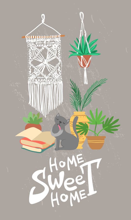 Cozy Hand Drawn Vector Set of Elements Stock Illustration ...