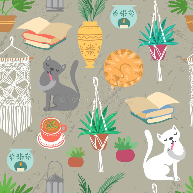 Cozy Hand Drawn Vector Set of Elements Stock Illustration ...