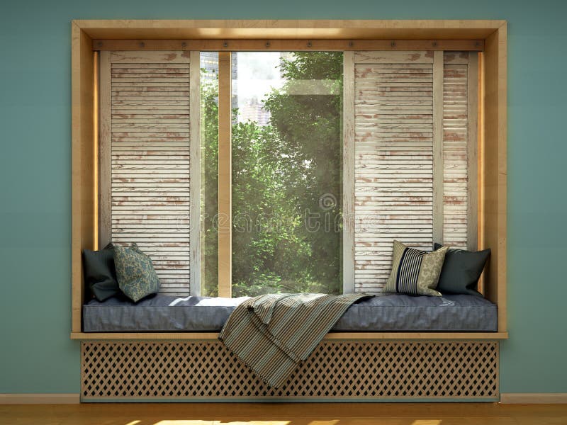 Cozy Home Concept a Mattress by the Window 3d Render Image Stock ...
