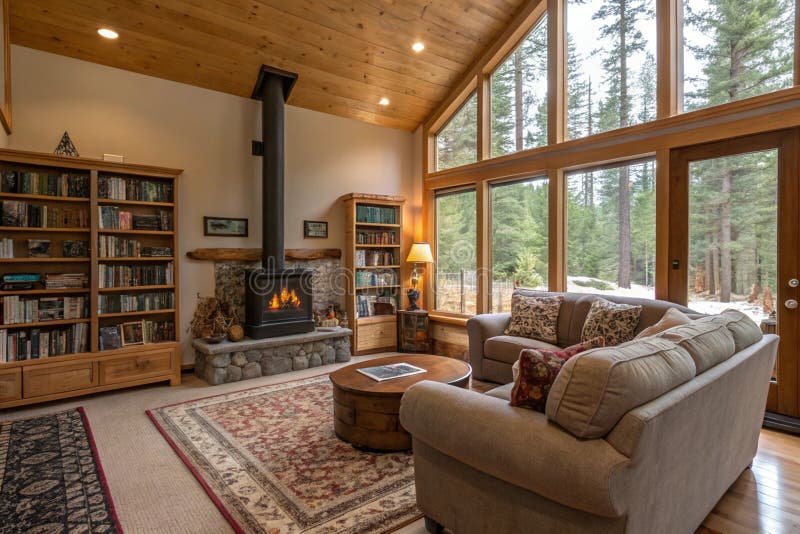 Interior of a Home Den with Comfortable Seating Stock Illustration ...