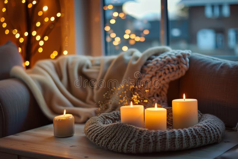 Cozy Home Interior,candles and Soft Light Stock Photo - Image of ...