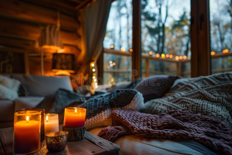 Cozy Home Interior,candles and Soft Light Stock Photo - Image of ...