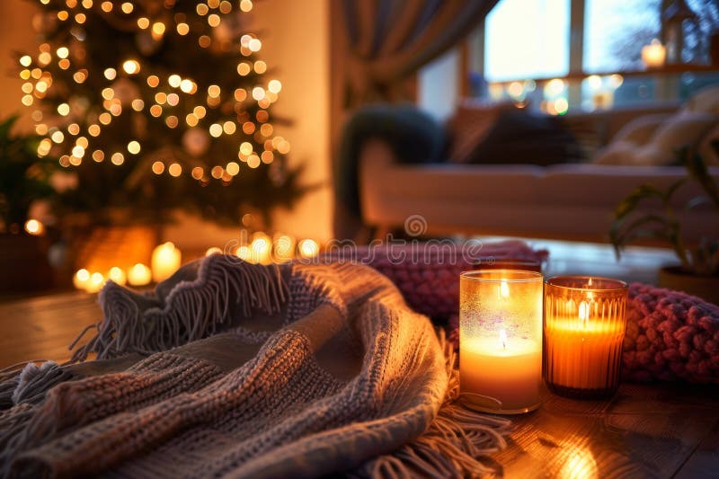 Cozy Home Interior,candles and Soft Light Stock Image - Image of ...