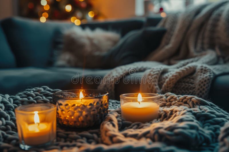 Cozy Home Interior,candles and Soft Light Stock Image - Image of ...