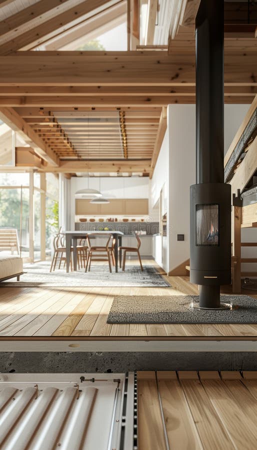 Cozy Home Interior with Floor Insulation and Heating Elements for ...