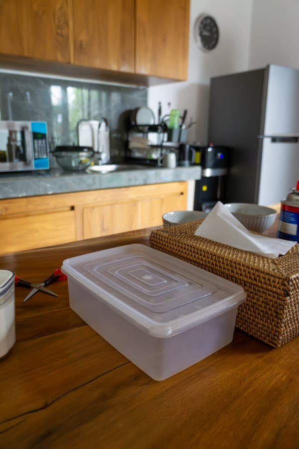 Cozy Home Kitchen Interior with Countertop and Storage Container Stock ...