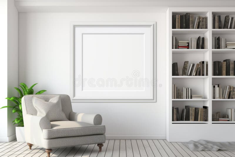 Cozy Home Library Frame Mock-up Stock Illustration - Illustration of ...