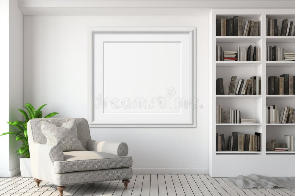 Cozy Home Library Frame Mock-up Stock Illustration - Illustration of ...