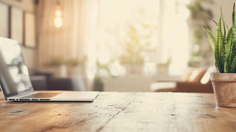 Cozy Home Office Environment with Natural Light and Greenery for ...