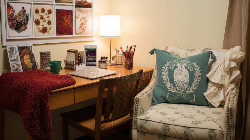 Cozy homework desk stock illustration. Illustration of functional ...