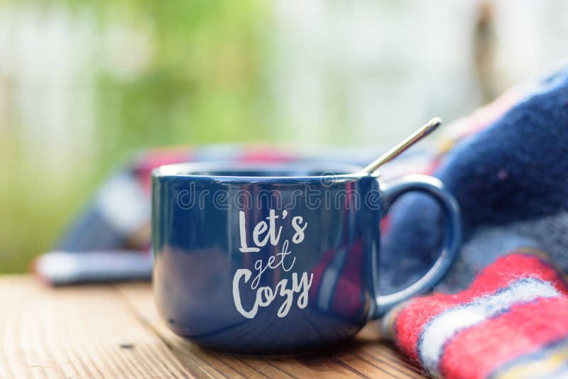 Cozy cocoa with spoon stock photo. Image of blanket - 100618300