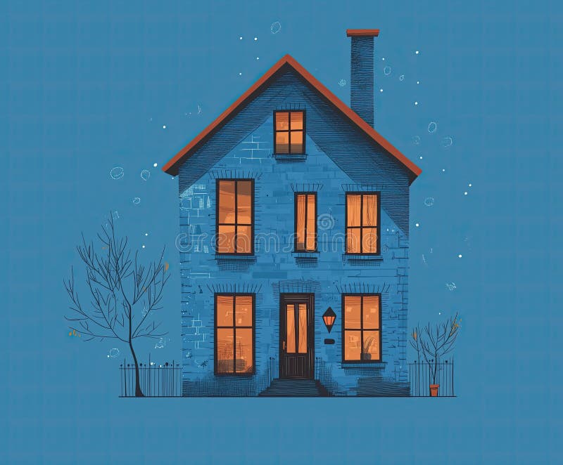 A Cozy House in an Animation Style. Stock Illustration - Illustration ...