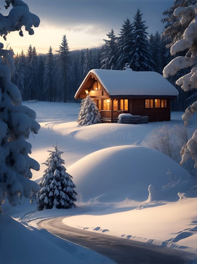 Cozy House in a Beautiful Winter Forest. Rest in a House in the Forest ...