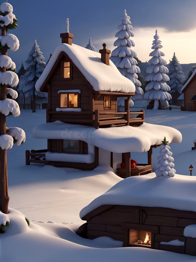 Cozy House in a Beautiful Winter Forest. Rest in a House in the Forest ...