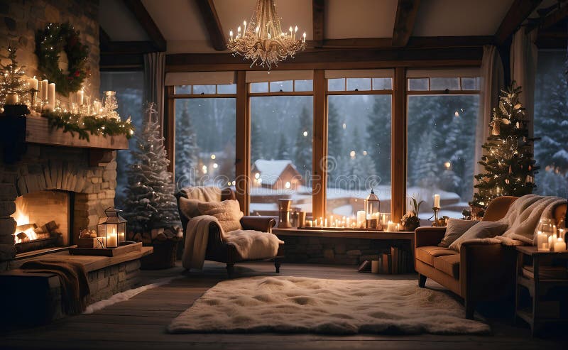 A Cozy House with a Christmas Decoration Stock Illustration ...