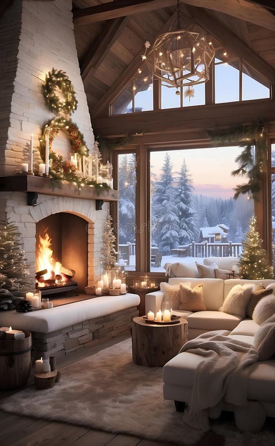 A Cozy House with a Christmas Decoration Stock Illustration ...