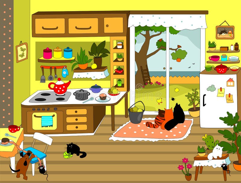 Cozy house illustration stock vector. Illustration of furniture - 204515962