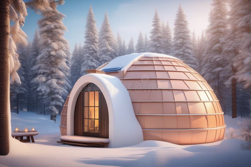Cozy Igloo House in Winter Forest Stock Image - Image of landscape ...
