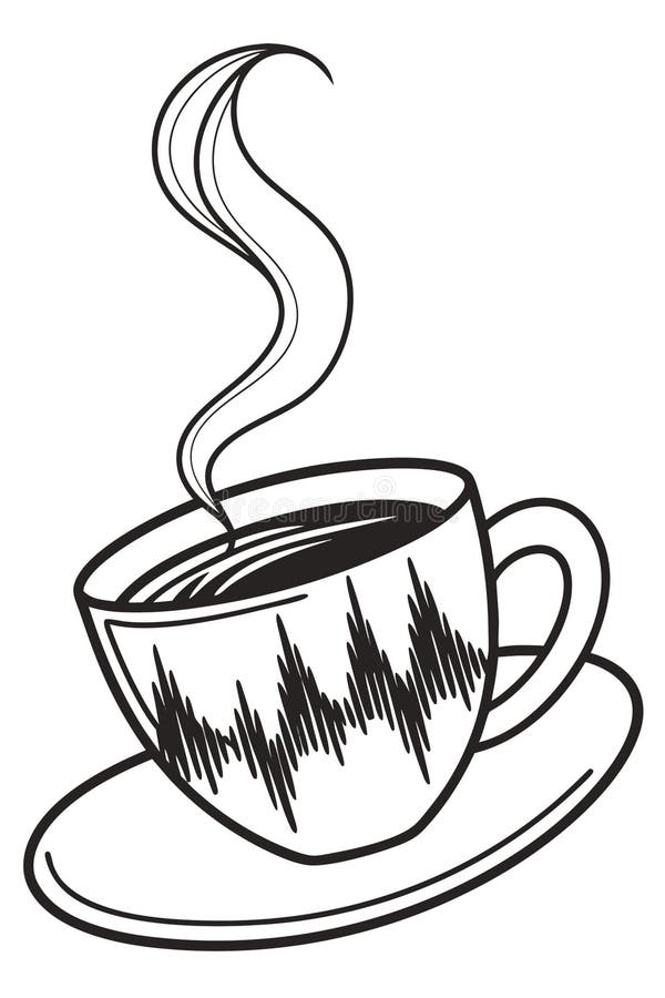 Steaming Coffee Cup with Sound Waves, Creative Focus. Vector Design ...