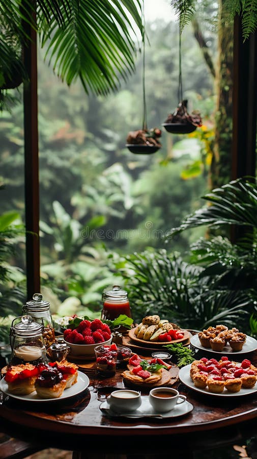 Cozy Indoor Breakfast Scene with Elegant Table Stock Illustration ...