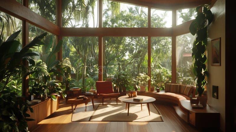 Cozy Indoor Garden with Lush Plants and Natural Light Stock Image ...