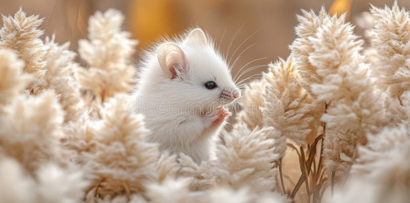 In a Cozy Indoor Setting, a Small and Cute Mouse Explores a White ...