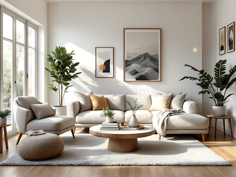 A Cozy Interior Modern Living Room with Sofa Set Stock Photo - Image of ...