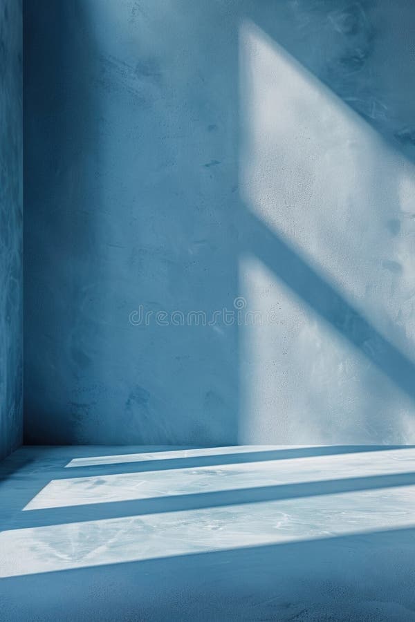 Cozy Interior Scene with a Blue Room, Window, and White Wall Stock ...