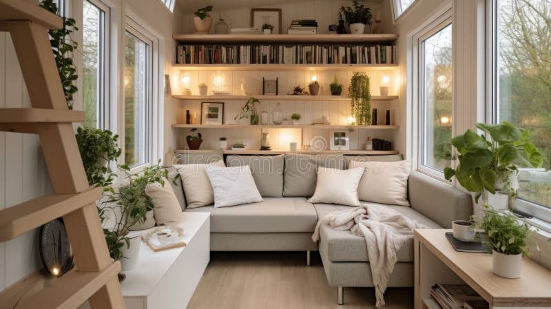 Cozy Interior Well Design Tiny House Stock Image - Image of furniture ...
