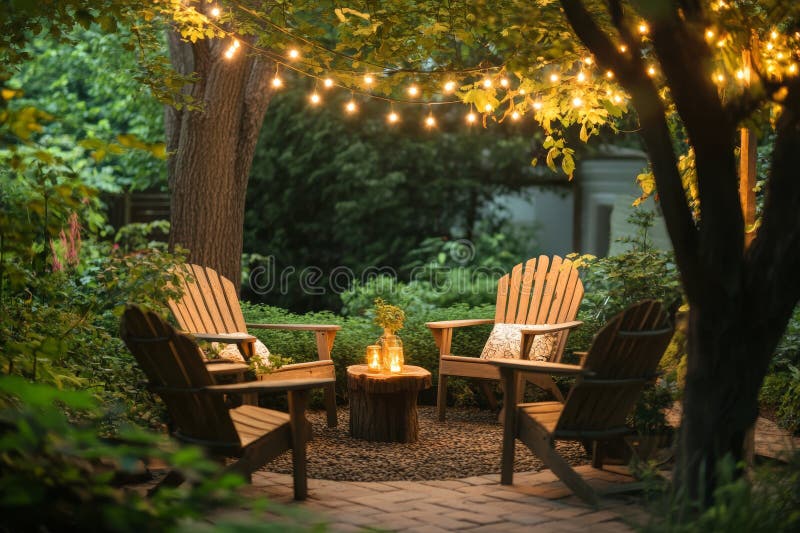 A Cozy and Inviting Backyard Retreat Featuring String Lights and Lush ...