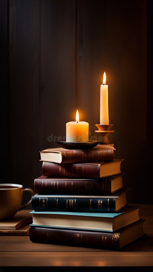 Stack Books Candle Stock Illustrations – 473 Stack Books Candle Stock ...