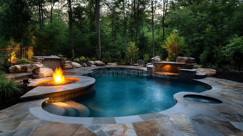 Cozy and Inviting Luxury Pool Area with Built-in Lighting Features and ...