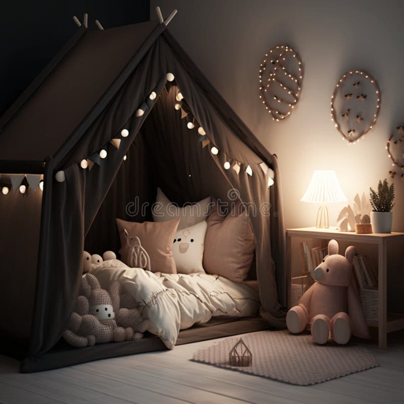 Cozy Kids Room Interior Ai Generative Stock Illustration - Illustration ...