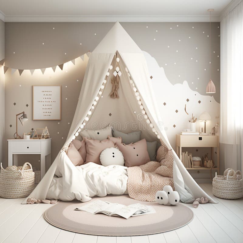 Cozy Kids Room Interior Ai Generative Stock Illustration - Illustration ...