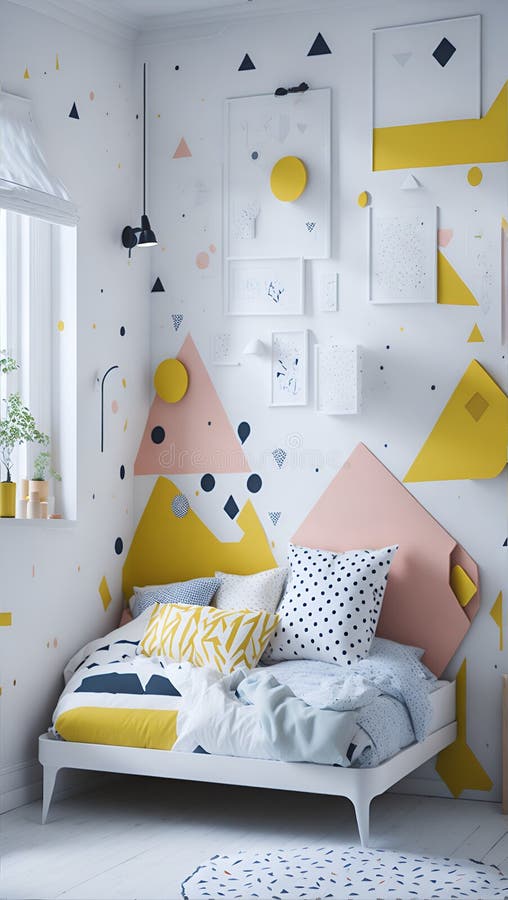 Cozy Kids Room with White Walls, a Single A4-sized Frame, and a Playful ...