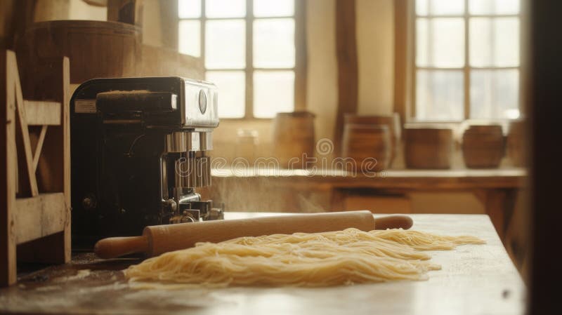 Crafting Fresh Pasta in a Rustic Kitchen with Traditional Tools and ...