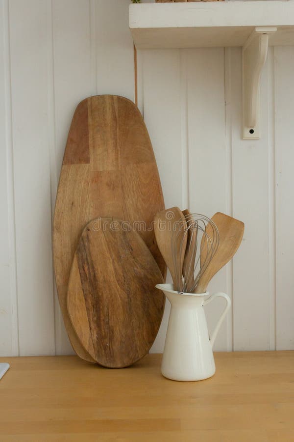 Cozy Kitchen with Cutting Board and Kitchen Spatula, Home Interior with ...