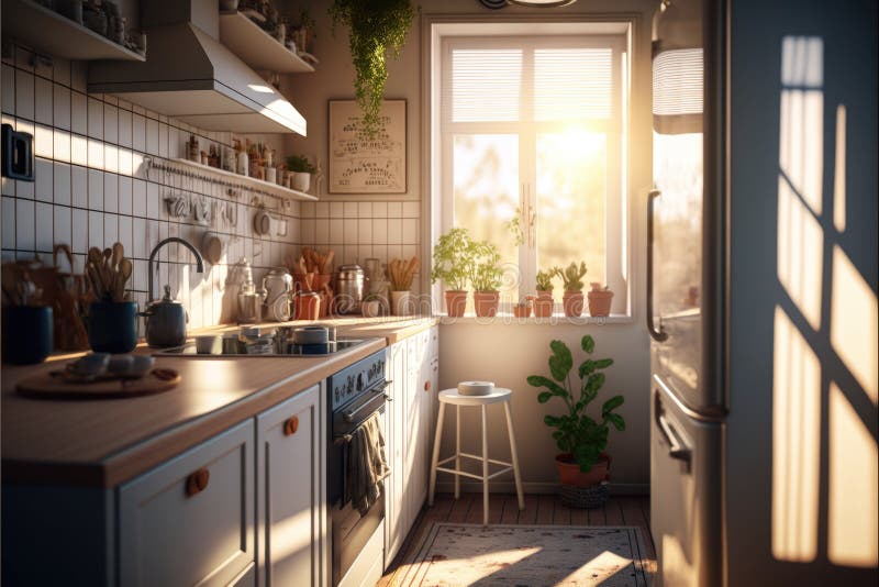 Cozy kitchen stock illustration. Illustration of kitchen - 267796196