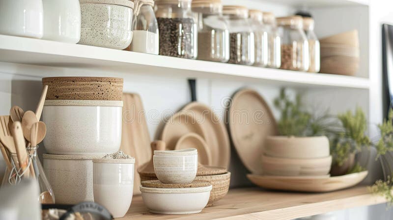 A Cozy Kitchen Shelf Displaying Neatly Organized Bulk Ingredients and ...