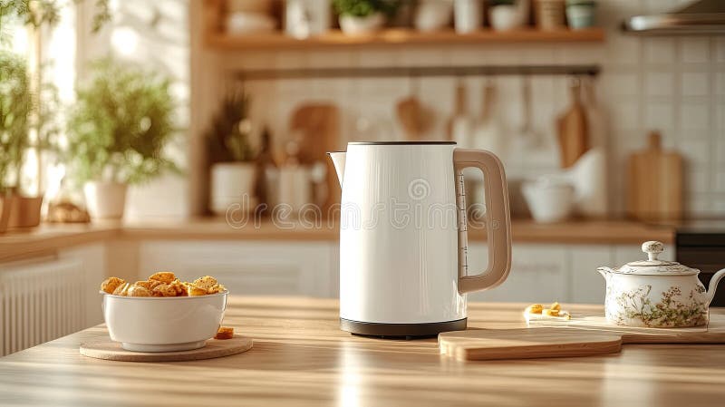 Cozy Kitchen Still Life with Kettle, Crackers, Teapot, and Sunlight ...