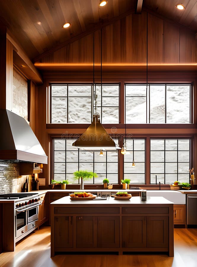 Cozy Kitchen with Stylish Interior Design. Stock Illustration ...