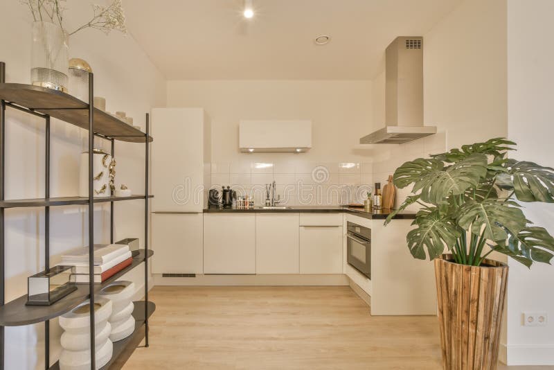 Cozy kitchen zone stock image. Image of modern, real - 239151131