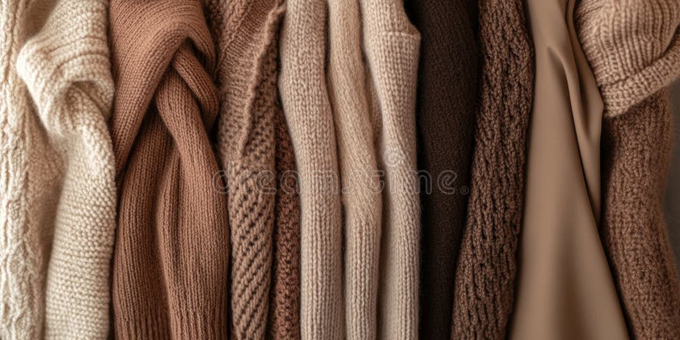 Cozy Knitted Sweaters in Warm Earth Tones on Display Stock Illustration ...