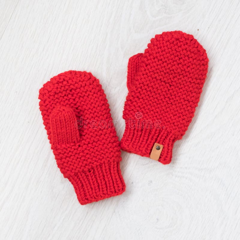 Cozy Knitted Winter Mittens Stock Photo - Image of comfortable, color ...
